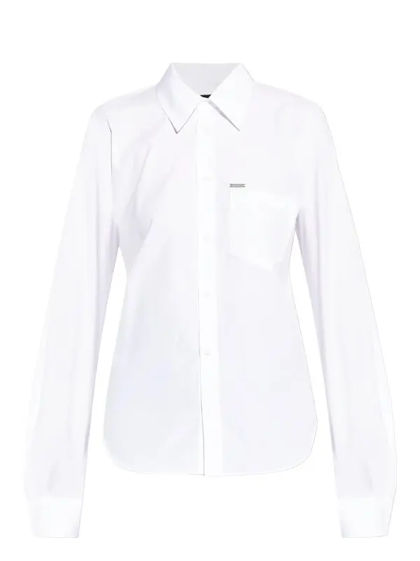 Dsquared2 Classic Fit Cotton Shirt With Pocket - White