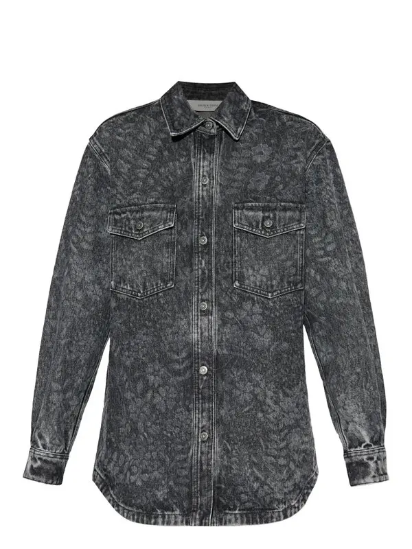 GOLDEN GOOSE Floral Motif Denim Shirt - Grey