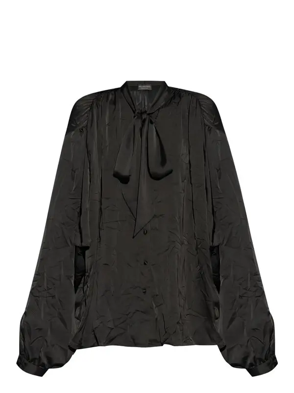Balenciaga Tie-neck Shirt - Black