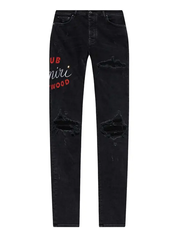 Amiri Slim Fit Jeans With Logo - Black