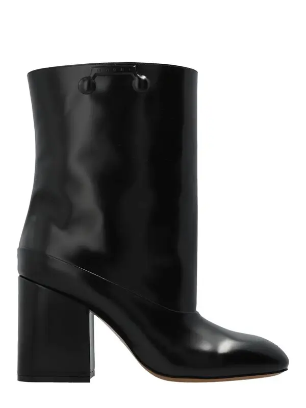 Marni Leather Heeled Ankle Boots - Black