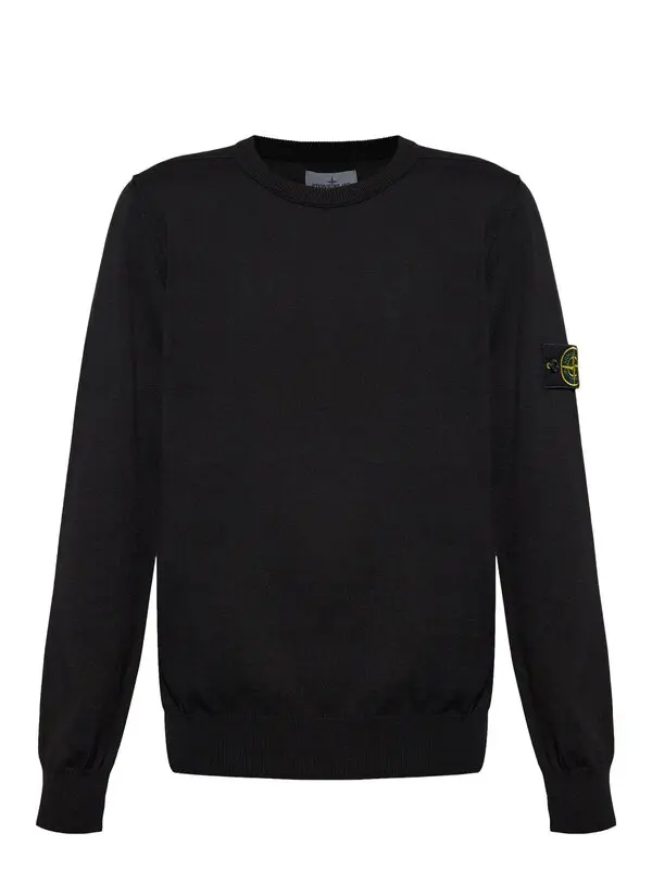 Stone Island Sweater With Logo Patch - Black