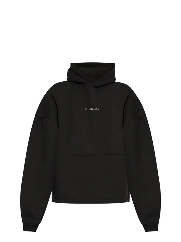 Balenciaga Oversized Cotton Hoodie With Logo Detail - Black