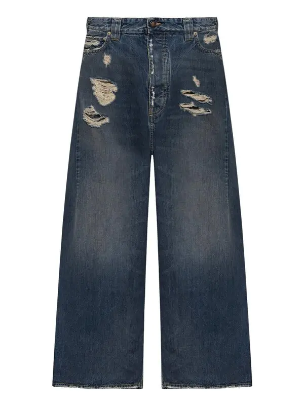Balenciaga Vintage Effect Bootcut Jeans - Navy Blue