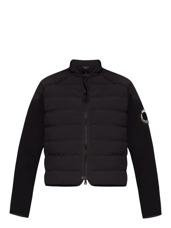 Moncler Cardigan With Quilted Down Front - Black