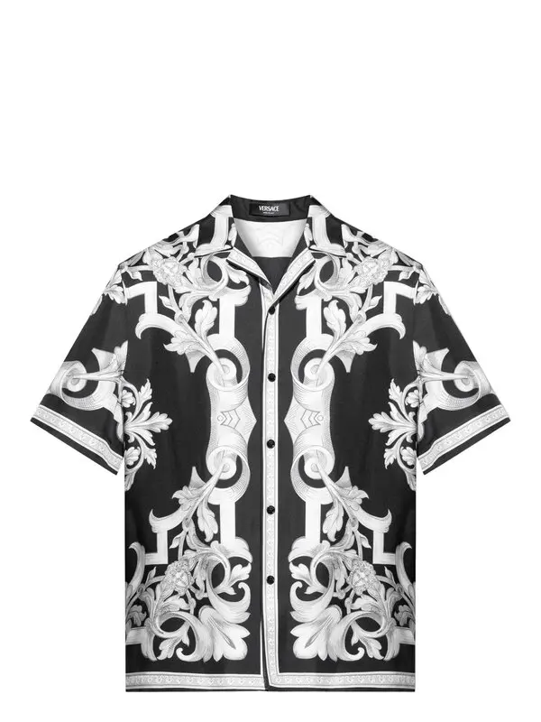 Versace Silk Short-sleeve Shirt - Black