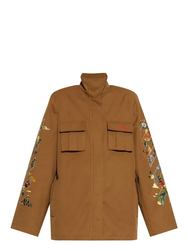 Off-White Loose-fit Jacket With Colorful Print - Brown