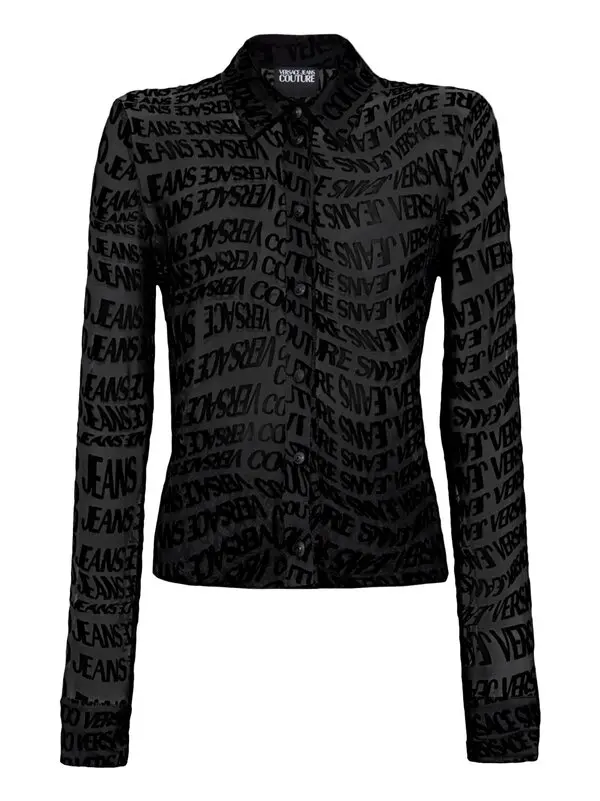 Versace Monogram Velvet-finished Shirt - Black