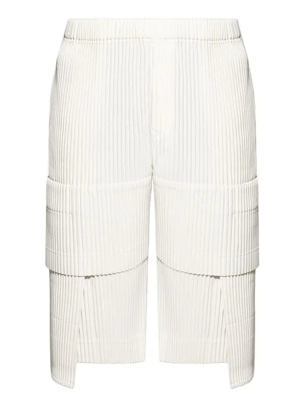 Issey Miyake Pleated Geometric Shorts - Cream