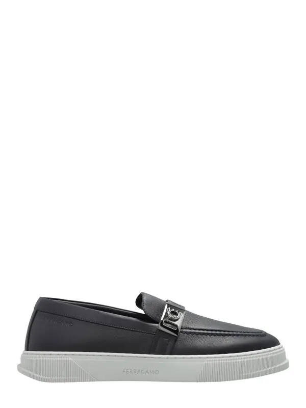 FERRAGAMO Brad' Leather Loafers - Navy Blue