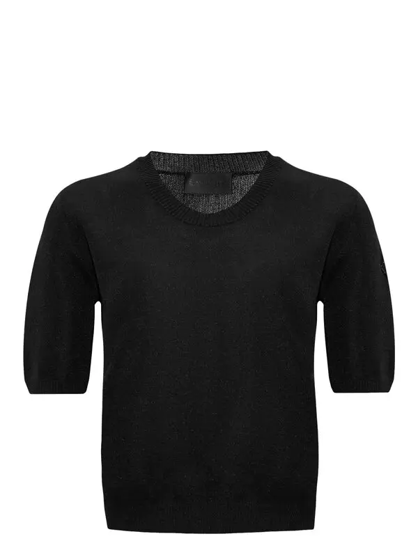 Moncler Short Sleeve Knit Sweater - Black