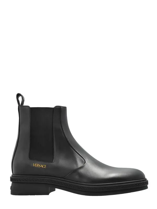 Versace Leather Chelsea Boots - Black