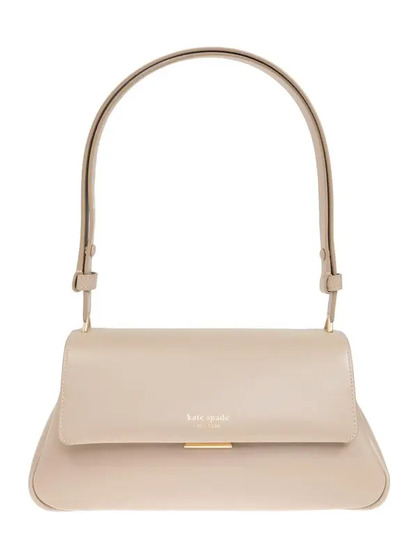 Kate Spade New York Shoulder Bag In Leather With Gold Logo - Beige
