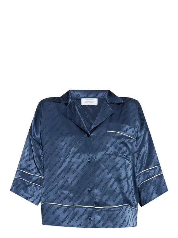 Off-White Monogram Satin Shirt - Navy Blue