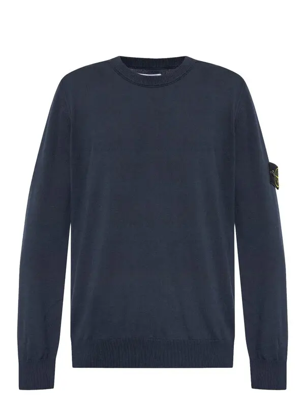 Stone Island Sweater With Logo Patch - Navy Blue