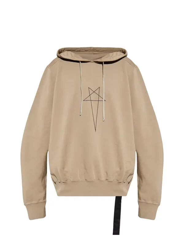 Rick Owens Geometric Pattern Oversized Hoodie - Beige