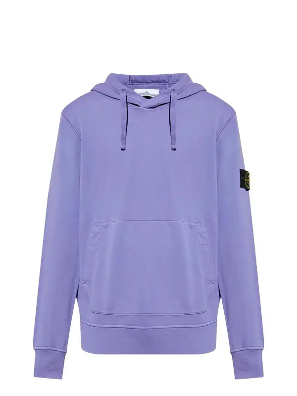 Stone Island Hooded Cotton Sweatshirt - Purple