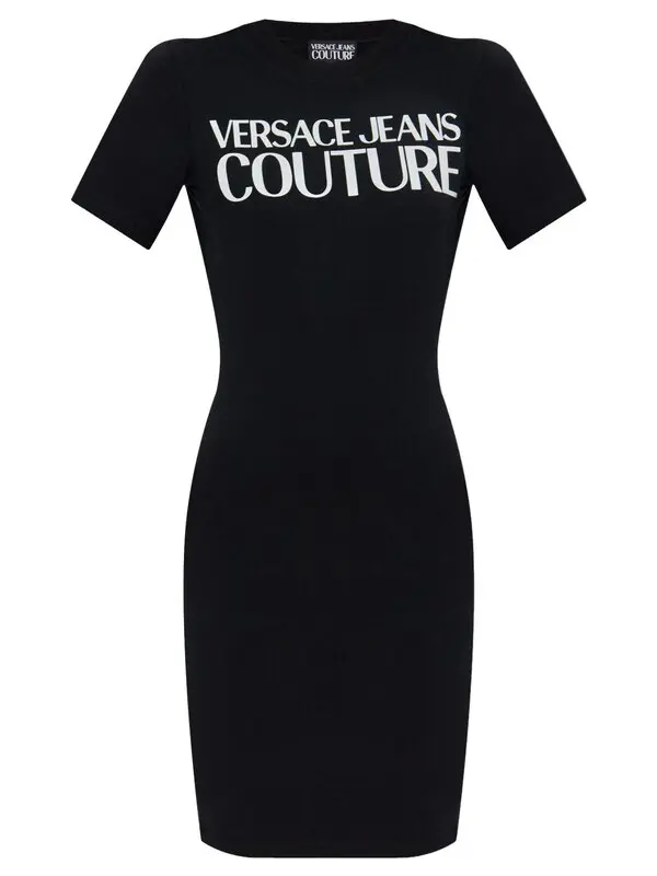 Versace Logo Printed Dress - Black