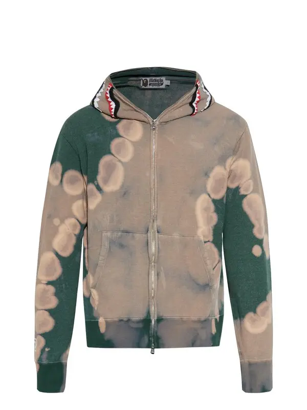 A BATHING APE® Tie-dye Hoodie With Shark Motif - Brown