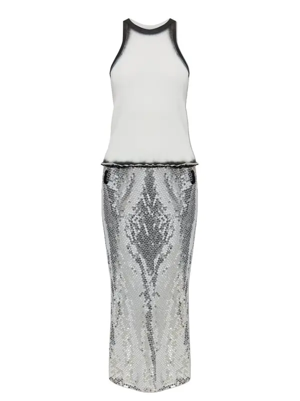 Attico Sequin Skirt Dress - Silver