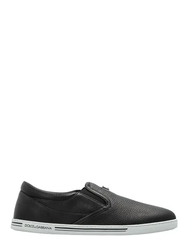 Dolce & Gabbana Leather Slip-on Sneakers - Black