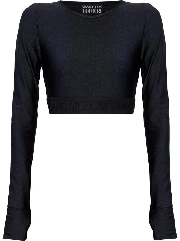 Versace Cropped Long Sleeve Top - Black
