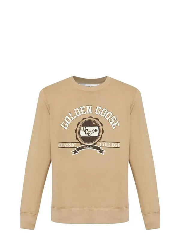 Golden Goose Logo Cotton Sweatshirt - Beige