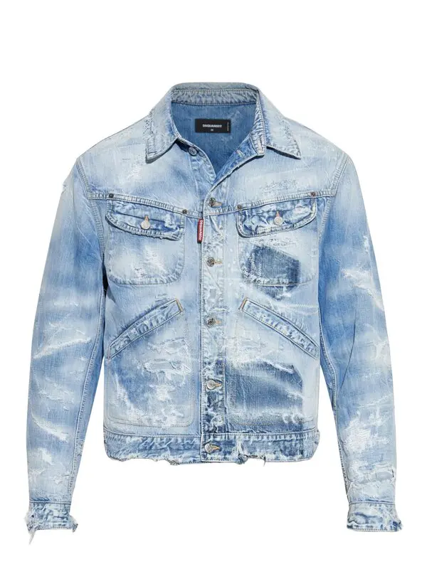 Dsquared2 Distressed Denim Jacket - Blue
