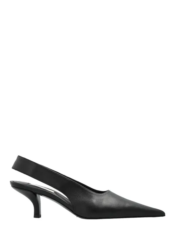 TOTEME Leather Kitten Heel Slingbacks - Black