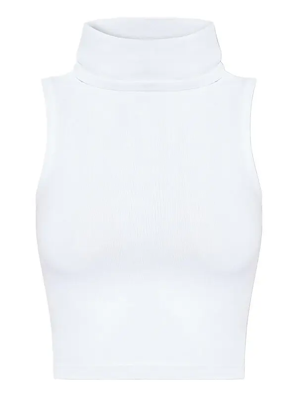 Alaïa Top With Standing Collar - White