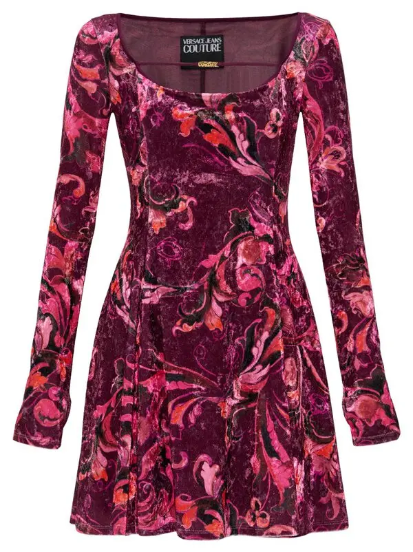 Versace Velvet Long-sleeve Dress - Pink