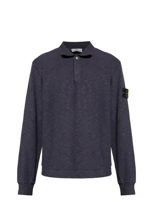 Stone Island Stand-collar Melange Texture Sweatshirt - Navy Blue