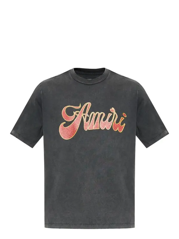 Amiri T-shirt With A Logo And A Shimmering Finish - Grey