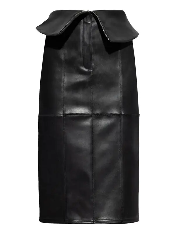 Alexander McQueen Leather Pencil Midi Skirt - Black