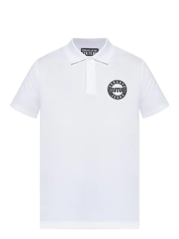 Versace Polo With Printed Logo - White