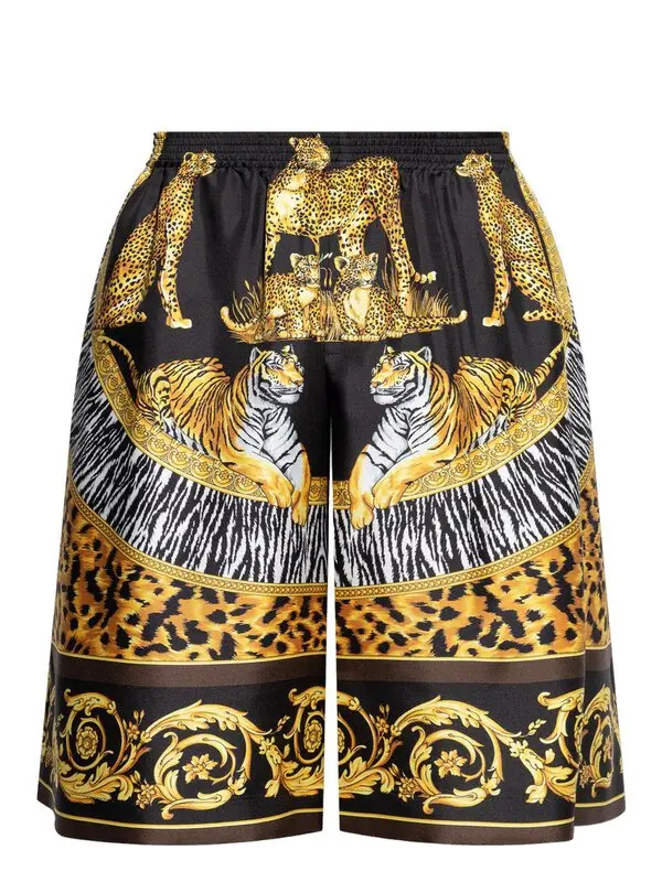 Versace Printed Silk Shorts - Multicolour