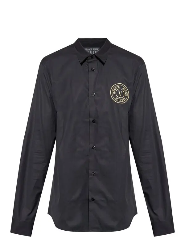 Versace Shirt With Embroidered Logo - Black