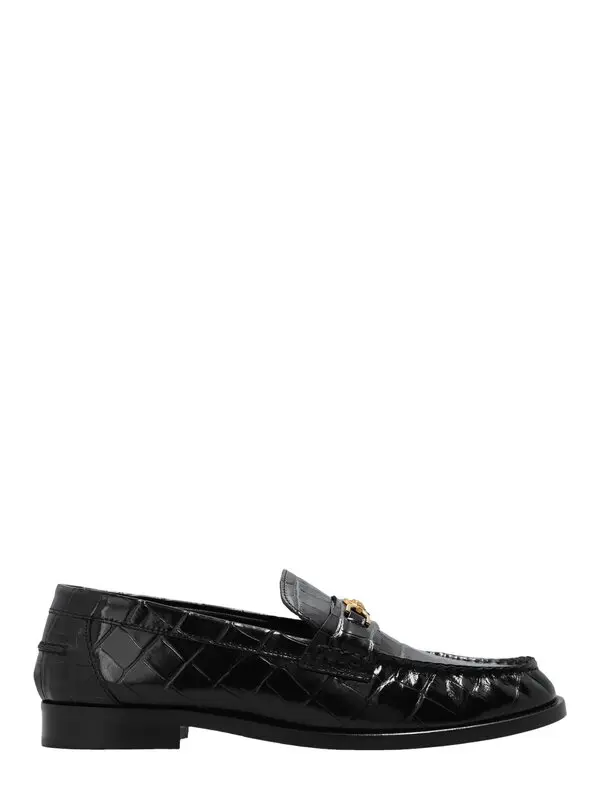 Versace Patent Leather Loafers With Medusa Emblem - Black