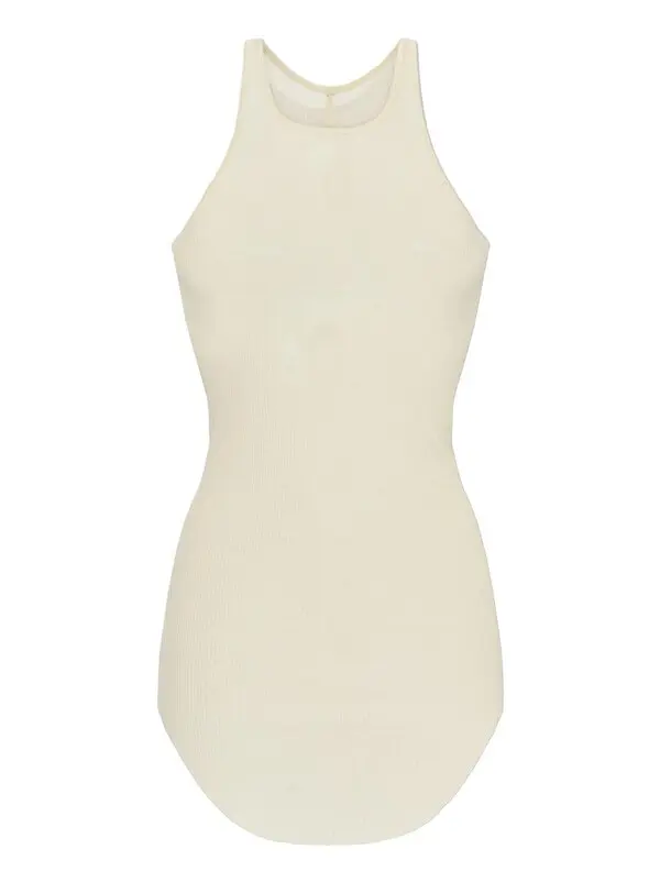 Rick Owens Ribbed Viscose And Silk Tank Top - White