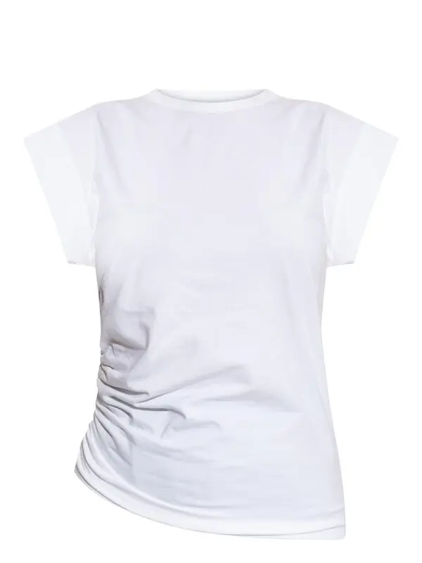 Officine Générale Short-sleeved T-shirt With Laced Gathering Detail - White