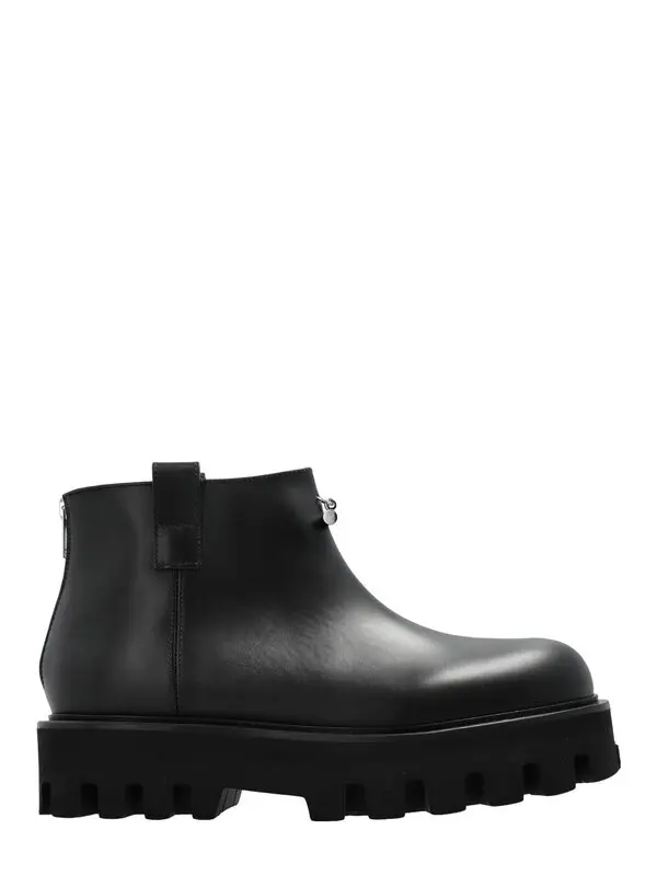 Alexander McQueen Leather Platform Ankle Boots - Black
