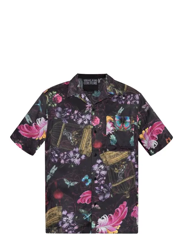 Versace Shirt With Colorful Print - Black