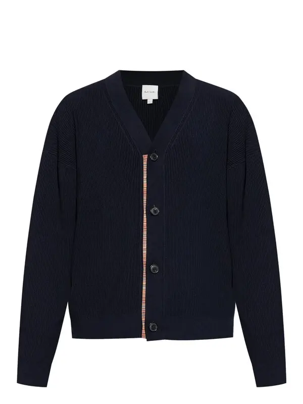 Paul Smith V-neck Wool-cotton Cardigan - Navy Blue