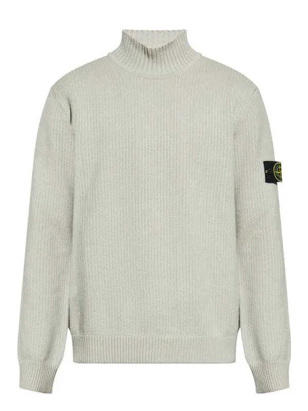 Stone Island Turtleneck With Logo Patch - Grey