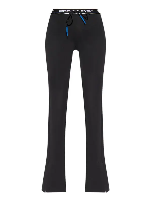 Off-White Flared Trousers With Slit Cuff - Black