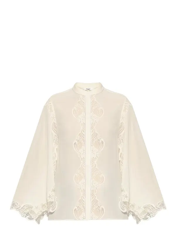 Chloé Silk Shirt With Lace Detail - Cream