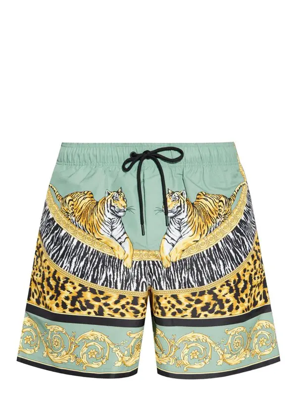 Versace Printed Swim Shorts - Green