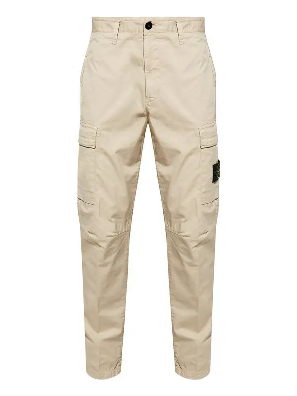 Stone Island Tapered Cotton Cargo Trousers - Beige