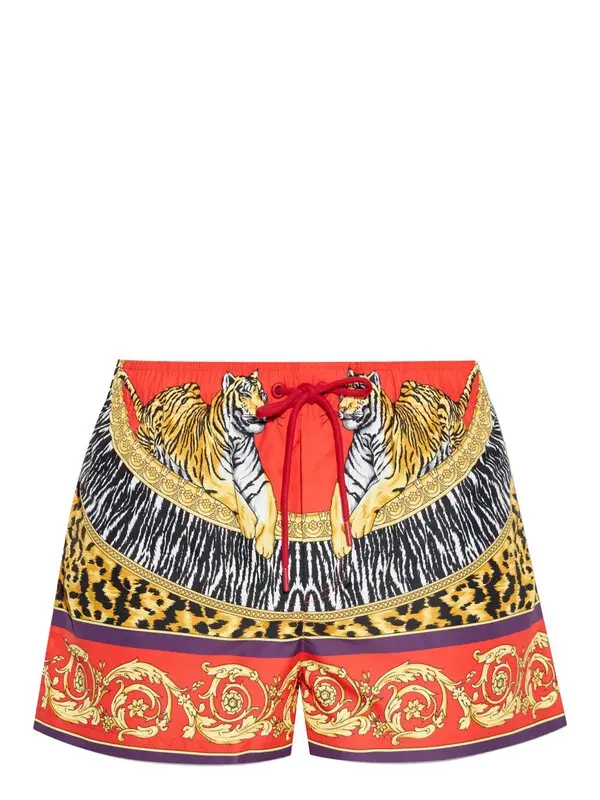 Versace Printed Swim Shorts - Red
