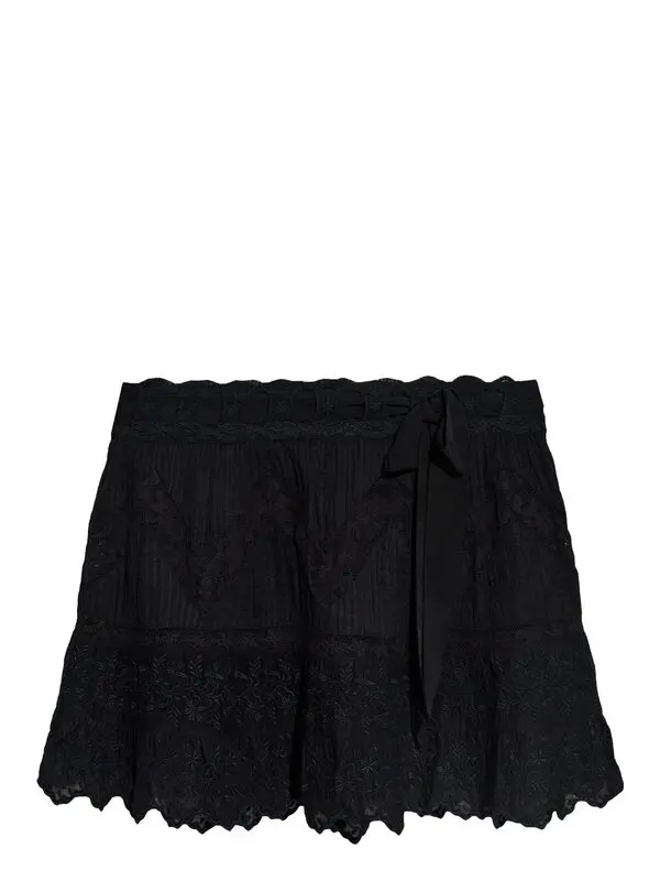 LoveShackFancy Nerina Mini Skirt - Black
